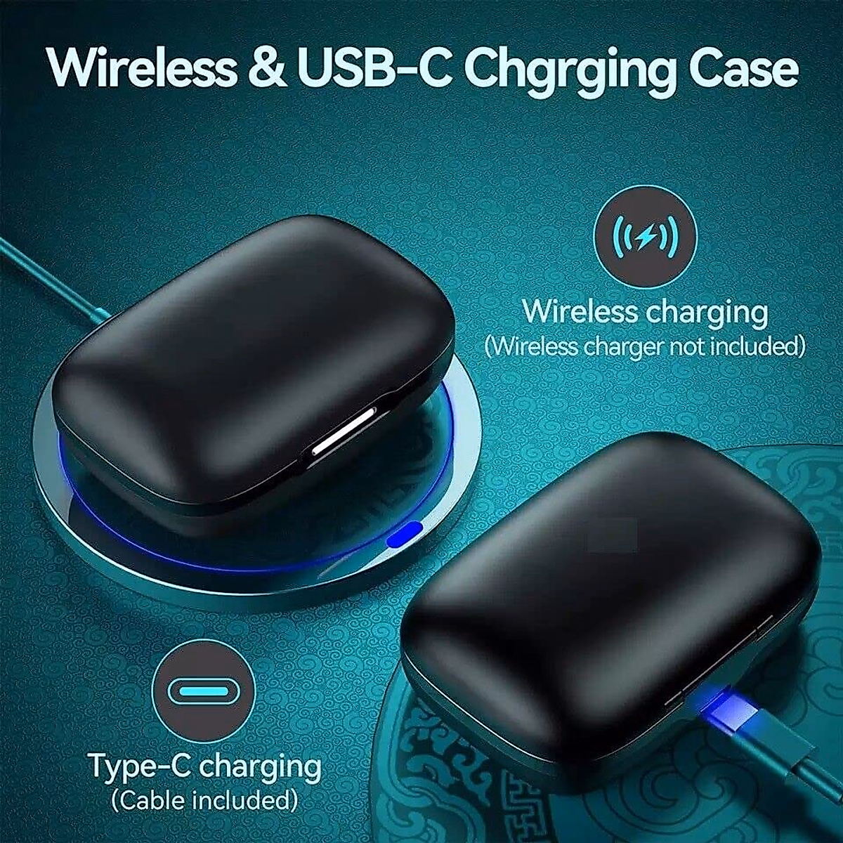 SGNICS for LG V60 ThinQ 5G Wireless Earbuds Headphones with Charging Case & Dual Power Display Over-Ear Waterproof Earphones with Earhook Headset with Mic for Sport Running Workout Black