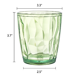 Hedume Set of 6 Unbreakable Premium Drinking Glasses, 6 Colors 10.5 Oz Stackable Tritan Tumbler Cups, BPA Free