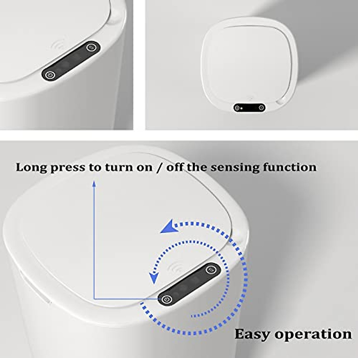 Bathroom Trash Can with Lid, Sapouni 3.2 Gallon Automatic Touchless Infrared Motion Sensor Trash Can Smart Kitchen Trash Can Round Bedroom Garbage Can for Home, Office (3.2 Gal, White)