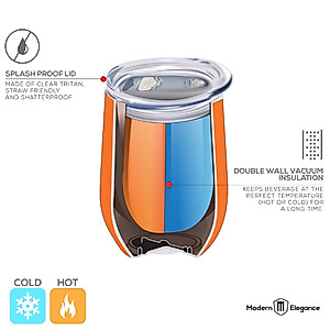 Modern Elegance Wine Tumbler with Lid Halloween Wine Glass – Cute Pumpkin Insulated Cup with Straw and Cleaning Brush – 12Oz Stainless Steel Tumblers Halloween Mug (Pumpkin - Orange)