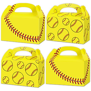 gisgfim 12 Pcs Softball Party Gift Treat Box, Softball Candy Goodie Favor Box for Softball Theme Birthday Baby Shower Party Favors Supplies Decorations