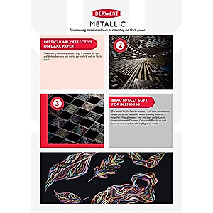 Derwent Colored Pencils, Drawing, Art, Metal Tin, Metallic, 12 Count (2305599)
