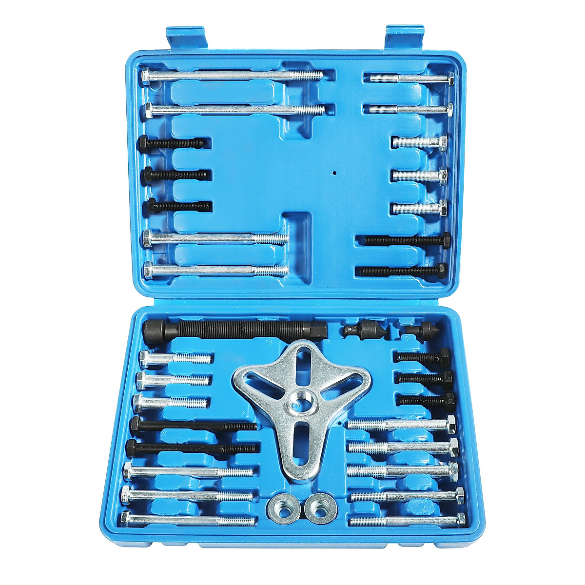 Qziulr Zlirfy 46pcs Harmonic Balancer Puller Set,Flange Type Gear and Crank Puller,Power Steering Pulley Puller Installer Tool Set,Use with Harmonic Balancers,Crankshaft Pulleys and Gears