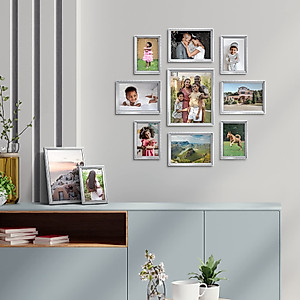 Icona Bay 5x7 Silver Picture Frame Beautifully Detailed Molding, Contemporary Picture Frame Set, Wall Mount or Table Top, Inspirations Collection