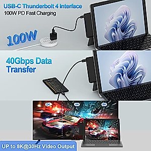 Surface Pro 9/10/11/X Accessories, Surface Pro 9 Docking Station with 4K HDMI, USB-C Thunerbolt 4 (Display+Data+PD Charging), 2 USB 3.0, SD/TF Card Reader for Surface Pro 9/Pro10/Pro11/ProX