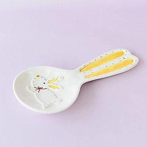 DOITOOL Spoon Storage Rack Rabbit Spoon Rests Spoon Rests Bunny Ear Kitchen Utensil Holder Ceramic Spoon Rack Multifunction Dessert Plate Food Serving Dish Sauce Dipping Plate Seasoning Dish
