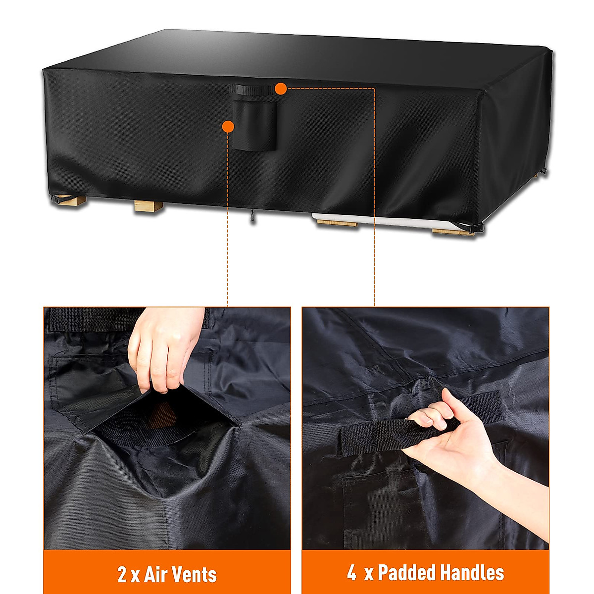 Ruimoy Patio Furniture Covers, Outdoor Furniture Cover Waterproof, General Purpose, Outside Table and Chair Covers, Heavy Duty 600D (90 Inch L x 62.2 Inch W x 28.3 Inch H)