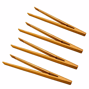 4 Pieces Natural Bamboo Toast Tongs, wood tongs, wooden tongs, bamboo tongs,10.2 Inches Long Tongs with Anti-slip Design,for cooking, toaster.