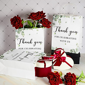 30 Pieces Wedding Welcome Bags Bulk Thank You for Celebrating with Us Paper Bags with Handles Wedding Favor Gift Bags for Guests Wedding Birthday Baby Shower Favors Supplies, 8 x 4 x 10 Inch