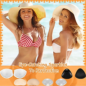 4 Pairs Silicone Bra Inserts Breathable Breast Enhancers Waterproof Push Up Bra Pads Non Slip Bra Cups Reusable Bra Padding for Sports Bra Swimsuits Bikini Swimsuits Dress Women Girls