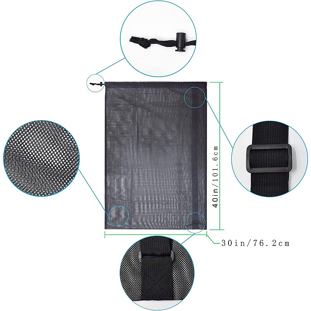 Heavy Duty Sports Ball Bag,Drawstring Mesh Ball Bags Extra Large Soccer Ball Bag Work for Coach, Basketball,Football, Volleyball,BaseBall and Swimming Gears with Adjustable Strap (Black)