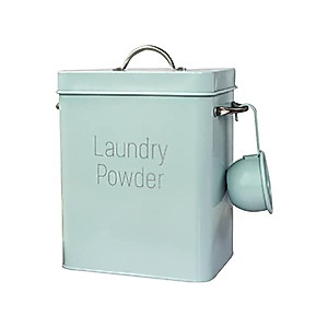 Cabilock Flour Holder Laundry Container Farmhouse Laundry Storage Tin Box Pet Food Container Rice Bucket Grain Dispenser with Scoop for Home Laundry Room Decor Pooper Scooper Metal