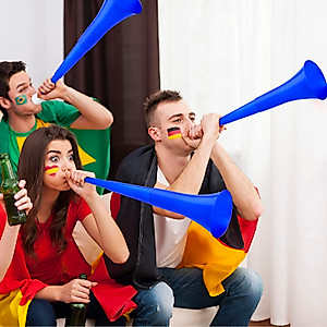 Honoson 8 Pieces Collapsible Stadium Horn 24 Inch Plastic Trumpet Vuvuzela Horn Blow Horn Noisemakers for Sporting Events Graduation Games School Sports Party Supplies Favors Accessories (Blue)
