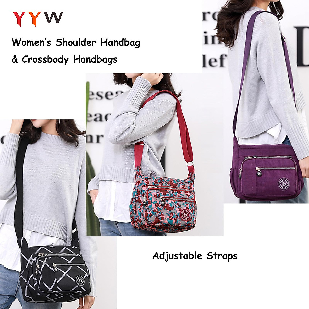 Crossbody Bag for Women Multifunctional Shoulder Handbags for Daily Use Travel Work (Black A)
