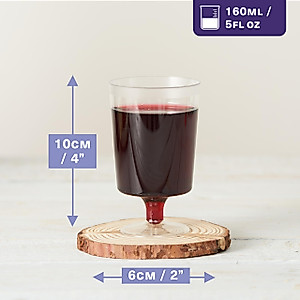 MATANA 50 pc Clear Plastic Wine Glasses with Stem for Parties (6oz) - Plastic Wine Cups, Wine Goblets Perfect for Wedding, Garden Parties, Indoor & Outdoor Events, BBQ - BPA Free, Reusable