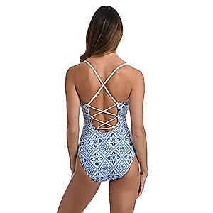 La Blanca Women's Standard Strappy Mio One Piece Swimsuit, Capri Blue//Mediterranean Breeze, 10