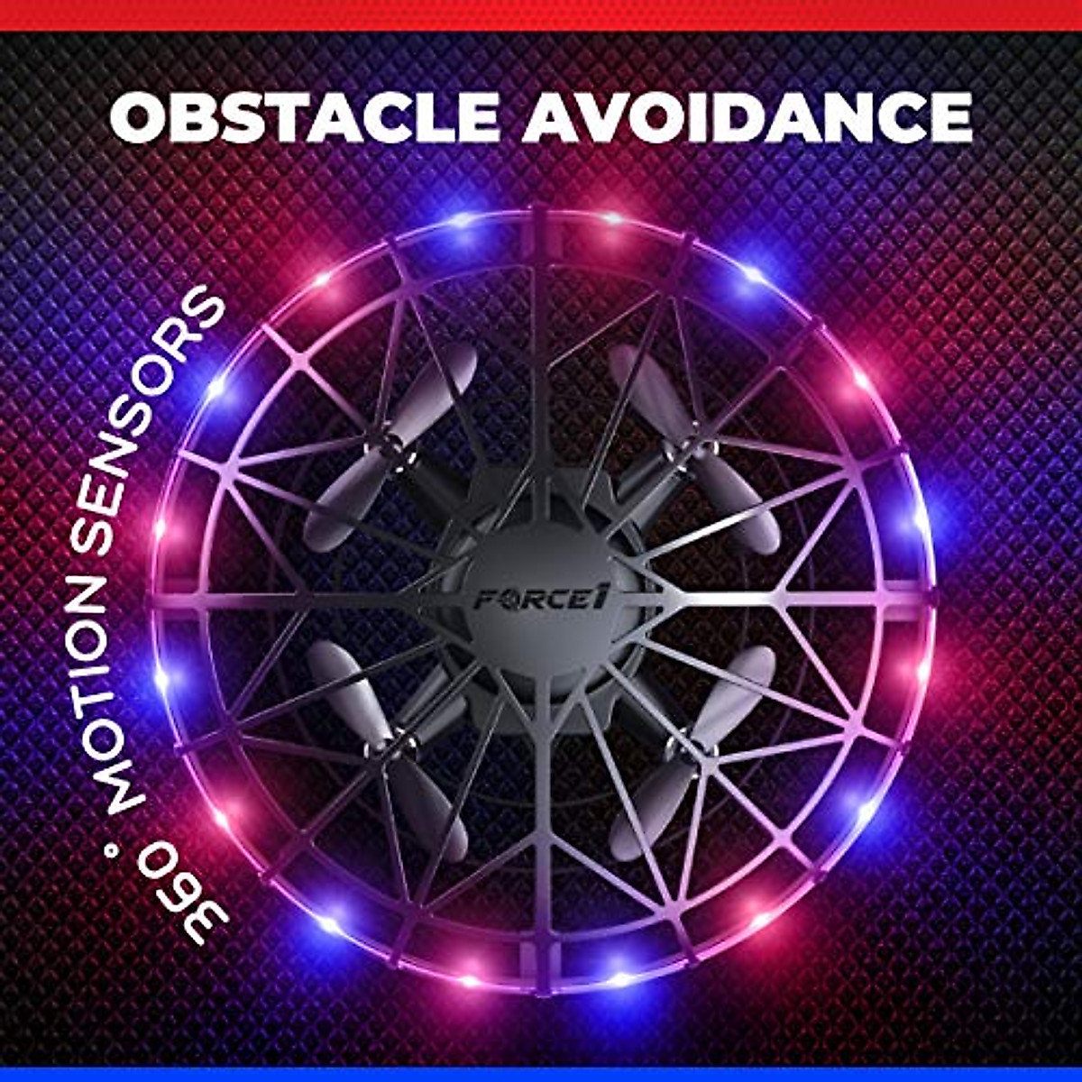 Force1 Scoot LED Hand Operated Drone for Kids or Adults - Hands Free Motion Sensor Mini Drone, Easy Indoor Small UFO Toy Flying Ball Drone Toy for Boys and Girls (Red/Blue)