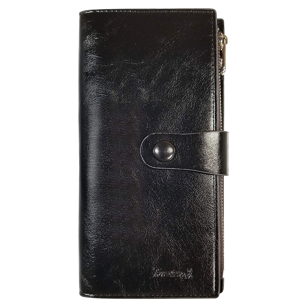 Trusten J. Women's Wallet Large Fashion Clutch Stylish Phone Case Organizer Leather (Black)