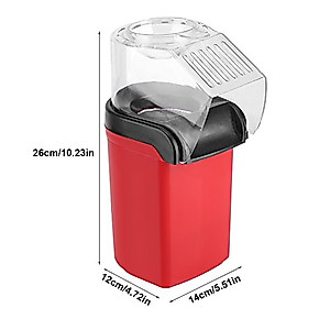 Asixx Electric Popcorn Maker, 1200W Mini Electric Popcorn Maker Hot Air Popcorn Maker Home Use Automatic Popcorn Machine 220V EU Plug, Red