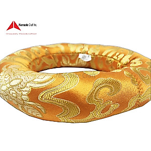 4.5 Inch Orange Color Silk Brocade Ring Cushion Pillow for 3.5 Inch to 6 Inch Tibetan Singing Bowl Hand Made in Nepal