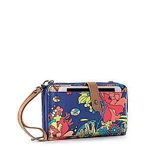 Sakroots Womens Canvas, Large Smartphone Crossbody Bag in Coated Canvas Convertible Purse with Detachable Wristlet Strap I, Royal Flower Power, One Size US