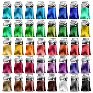 Tassels, Cridoz 200pcs Leather Keychain Tassels Bulk for Crafts, Keychains Supplies, Acrylic Keychain Blanks, Charms, Earrings, Bracelets and Jewelry Making (40 Colors)