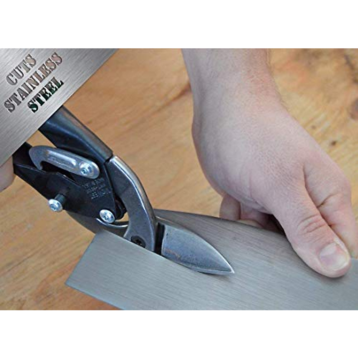 MIDWEST Special Hardness Aviation Snip - Left and Right Cut Offset Stainless Steel Cutting Shears with Forged Blade & KUSH'N-POWER Comfort Grips - MWT-SS6510C