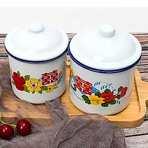 JinRu BaoHua 12oz Chinese style enamel cups, coffee cups, tea cups, Beer mug，mugs 2pcs