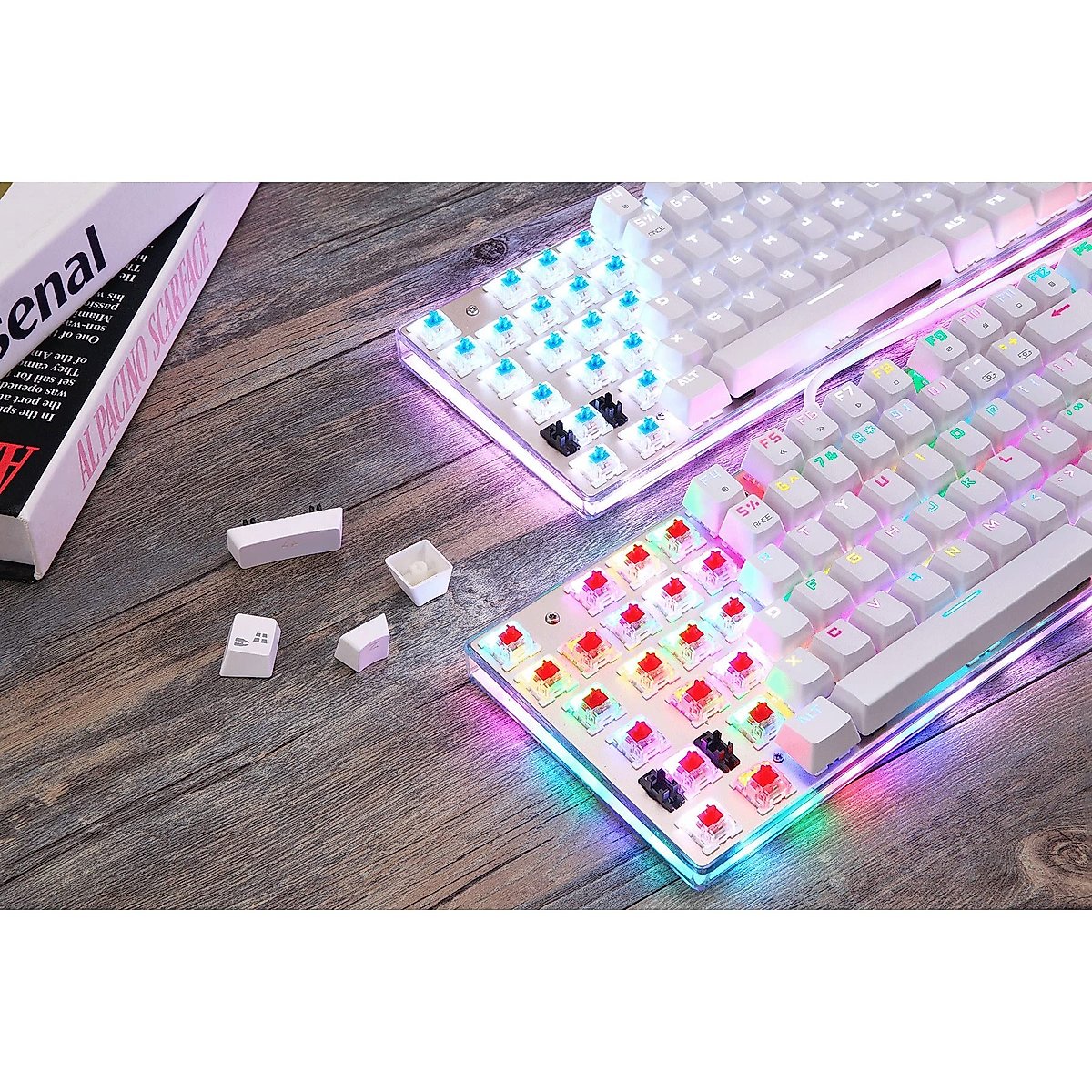 Feilx Mechanical Keyboard Red Blue Switch 87 Key Backlit Mechanical Gaming Gaming Keyboard for PC/Mac Gamer, Typist (Color : White)