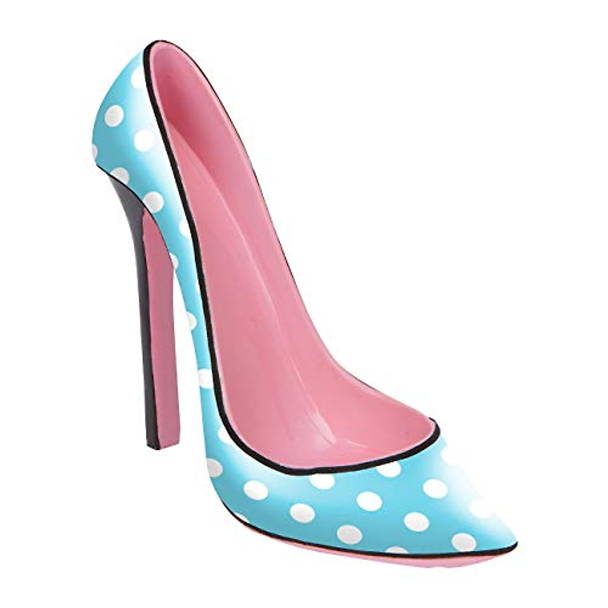 Hilarious Home 8.5" x 7"H High Heel Wine Bottle Holder - Stylish Conversation Starter Wine Rack (Teal Dot)