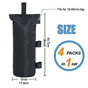 HLong Canopy Weights Bags, Sand Bags for Pop Up Canopy Tent (7''x18'', Black) …