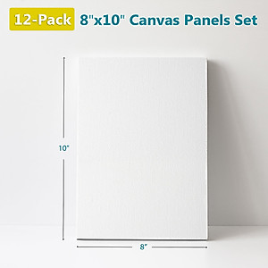 KEFF 12-Pack Bulk Canvas for Painting, 8x10 Canvas Value Pack Art Supplies for Adults, Kids - Small Canvas Board for Painting - 100% Cotton Primed Painting Canvas for Acrylic, Oil, Watercolor, Tempera