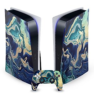 Head Case Designs Officially Licensed Monika Strigel Indigo Art Mix Vinyl Faceplate Sticker Gaming Skin Decal Cover Compatible With Sony PlayStation 5 PS5 Disc Edition Console & DualSense Controller