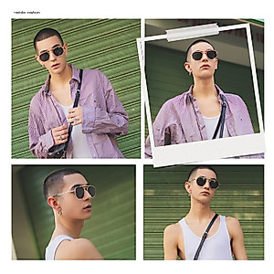 VANLINKER Retro Polarized Sunglasses for Women Men Vintage Shades UV400 Polygon Mirrored Lens VL9689 Gold Frame Grey Lenses