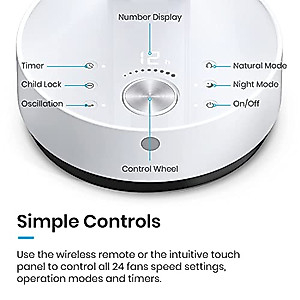 Pro Breeze Personal Table Fan with Remote Control, 8” Desk Fan, Powerful Turbo Whisper Quiet Fan Motor, 24 Speeds, 4 Modes & 12 Hour Timer, Table Fan for Bedroom, Tabletop Fan Air Circulator