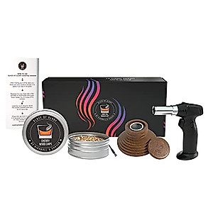Blaze of Glory Cocktail Smoker Whiskey Smoker With Flavor Blaster Smoke Top Old fashioned Smoker Kit Includes: Gift Box, Brush,Torch, Drink Smoker, Cocktail Recipe Book, Cherry Wood Chips (No Butane)