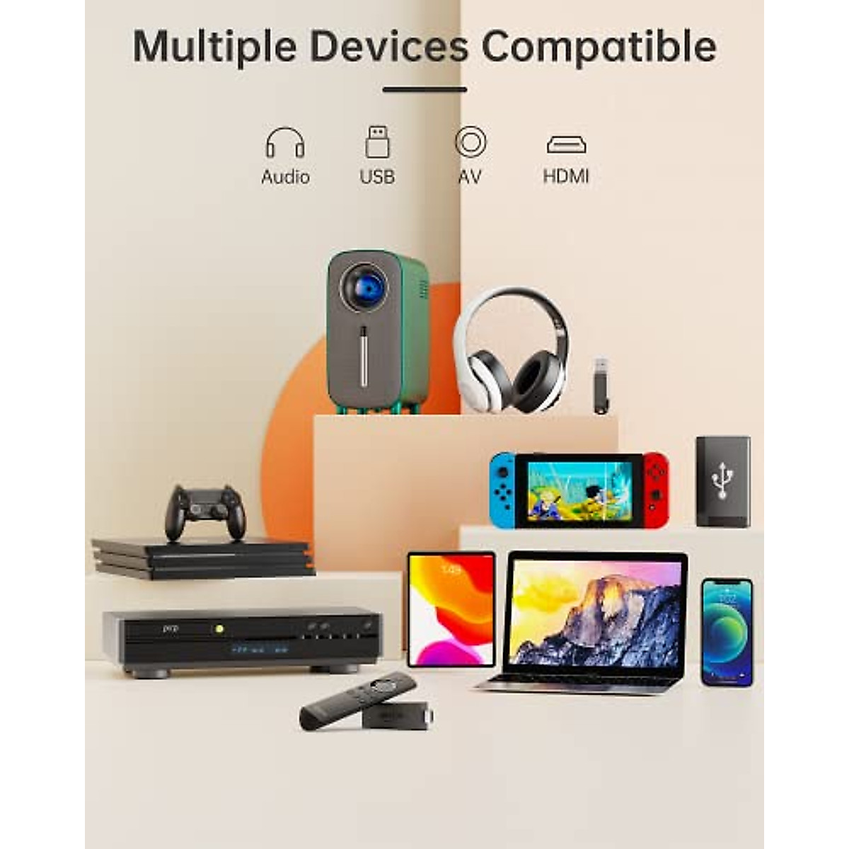 HISION Mini Projector: 1080P 4K Bluetooth | Home Theater