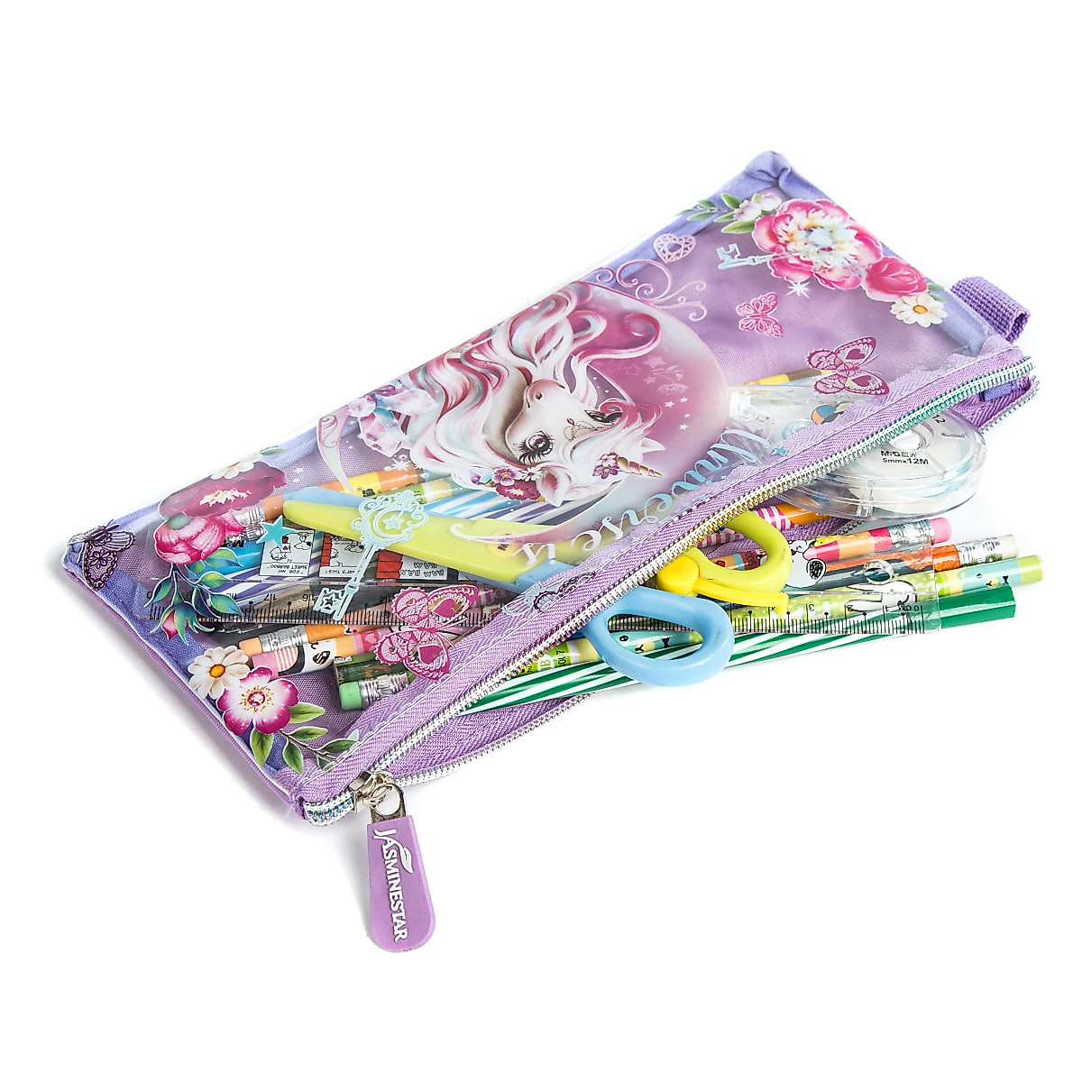 MOHCO Kids Backpack 16in Clear Transparent Backpack See Through School Bookbag with Lunch Bag and Pencil Case boys and Girls