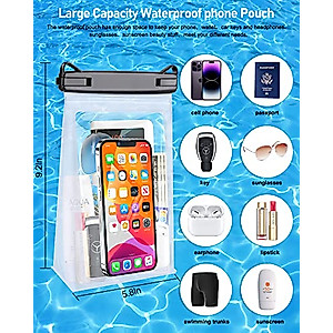 Large Waterproof Phone Pouch, Floating Dry Bag for iPhone 14 13 12 Pro Max Galaxy S22 S21 Large Capacity Waterproof Bag Sunscreen Glasses Storage Universal Dry Pouch for Swimming Rafting Boating