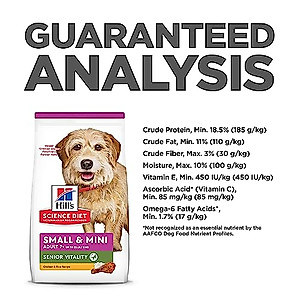 Hill's Science Diet Adult 7+ Senior Vitality Small & Mini Dry Dog Food, 12.5 lb. Bag