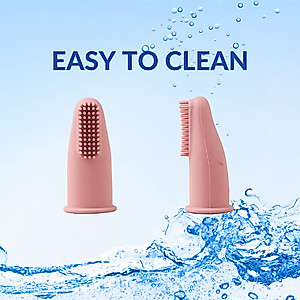 Chippi & Co Baby Silicone Finger Toothbrush BPA Free Dental Care for Newborn Baby Boy Girl 0 3 6 Sensory Development Toy (Pink)