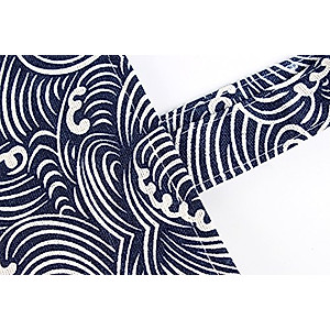 Chezi Japanese Pattern Cotton Canvas Tote Bag (wave/zip)