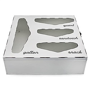 AuldHome Enamelware Kitchen Bag Organizer (White), Farmhouse Style Holder Compatible with Zipper Seal Kitchen Storage