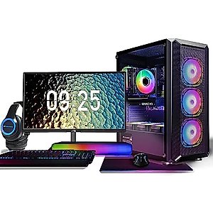 STGAubron Gaming PC Bundle with 24Inch FHD LED Monitor-Intel core i9-11900F up to 5.2G,GeForce RTX 3070 8G GDDR6,32G DDR4,2T SSD,WiFi,BT 5.0,RGB B&MS&MS Pad,RGB BT Sound Bar,RGB BT Gaming Mic,W11H64