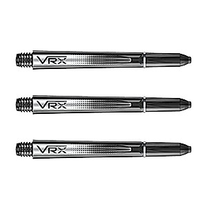 RED DRAGON Dart Flights and Shafts (Stems) Combo Set - Black Hardcore Flights and VRX Black Shafts