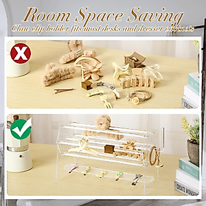 Lineshading Acrylic Claw Clip Holder 360 Degree Rotating Claw Clip Organizer Girl Hair Accessories Organizer Storage Display Clear Stand for Girl Women Vanity Dressing Table (Hexagonal Style)