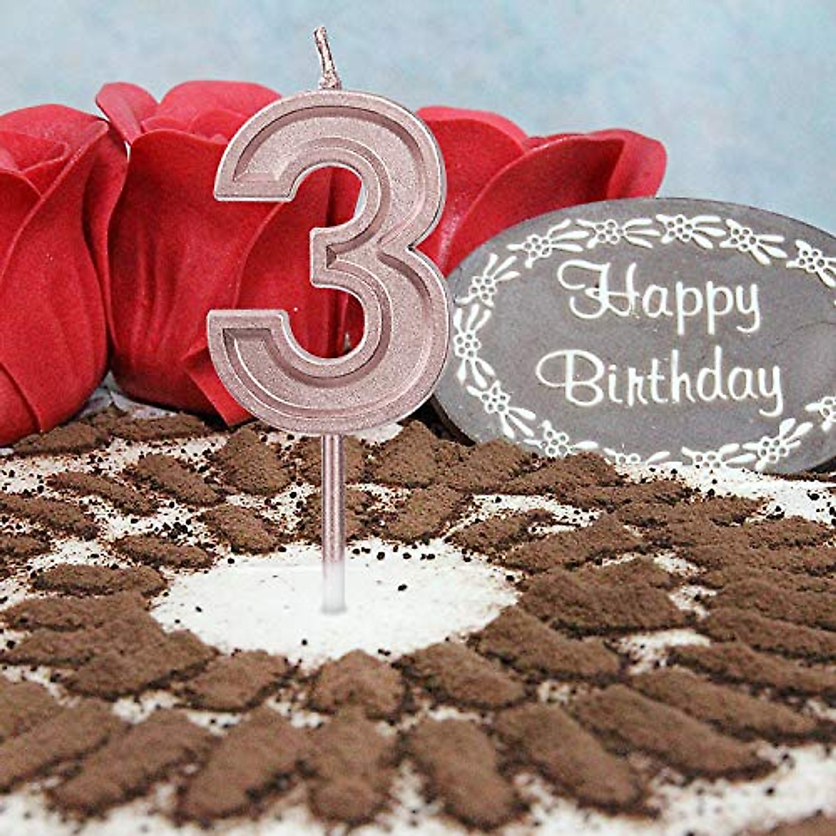 LUTER Rose Gold Glitter Happy Birthday Cake Candles Number Candles Birthday Candle Cake Topper Decoration for Party Kids Adults (Number 1)