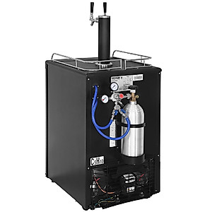VEVOR Beer Kegerator, Dual Tap Draft Beer Dispenser, Full Size Keg Refrigerator With Shelves, CO2 Cylinder, Drip Tray & Rail, 32°F- 50°F Temperature Control, Holds 1/6, 1/4, 1/2 Barrels, 152L,Black