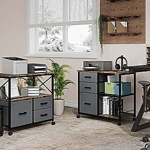 Alkmaar Lateral Rolling Filing Cabinet with 3 Drawer, Rustic Grey