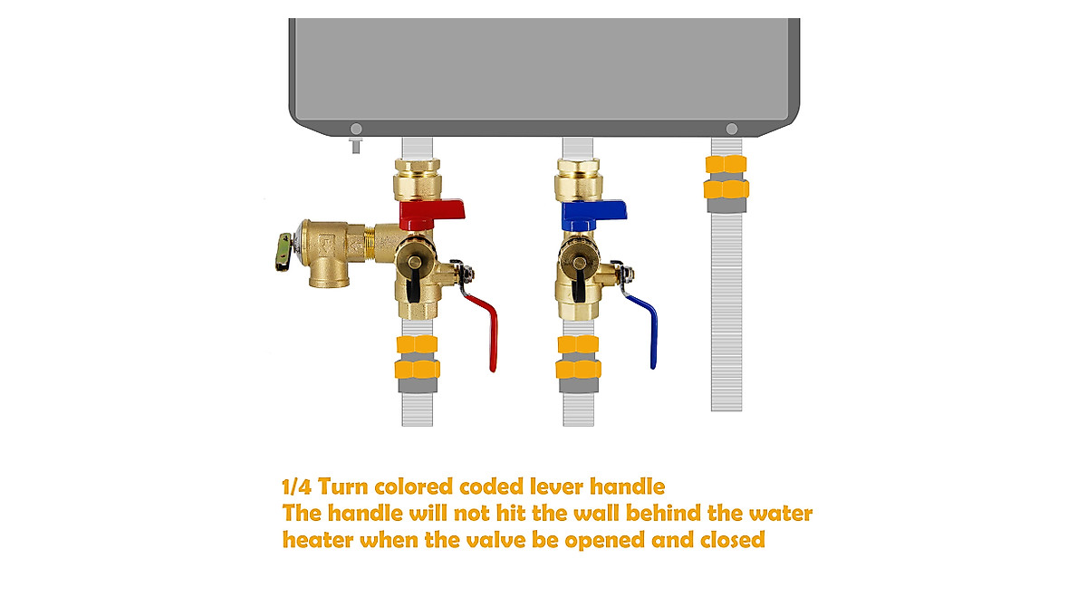 Twinkle Star Tankless Water Heater Service Valve Kit - Lead-Free Brass